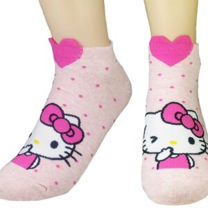 JJMax Women's Hello Kitty Cute Cotton Blend Ankle Socks Set, Lovely Kitty, One Size