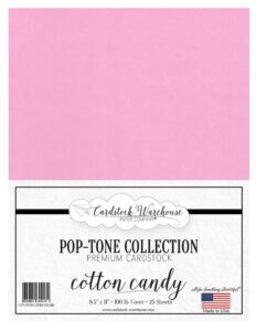 cardstock warehouse pop tone cotton candy pink - 8.5 x 11" - 100 lb. / 270 gsm matte premium cardstock paper -25 sheets