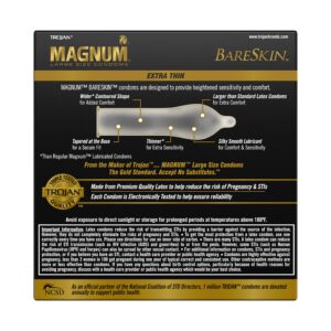 TROJAN Magnum BareSkin Premium Large Condoms, Comfortable and Smooth Lubricated Condoms for Men, America’s Number One Condom, 24 Count Value Pack