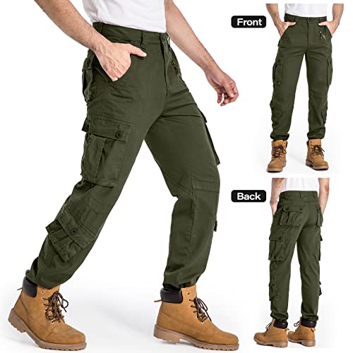 Men's BDU Casual Military Pants, Tactical Wild Army Combat ACU Rip Stop Camo Cargo Work Pants Trousers with 8 Pockets (7533 Army green, 38)