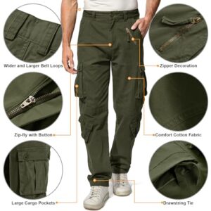 Men's BDU Casual Military Pants, Tactical Wild Army Combat ACU Rip Stop Camo Cargo Work Pants Trousers with 8 Pockets (7533 Army green, 38)