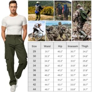 Men's BDU Casual Military Pants, Tactical Wild Army Combat ACU Rip Stop Camo Cargo Work Pants Trousers with 8 Pockets (7533 Army green, 38)