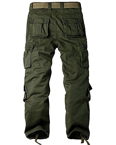 Men's BDU Casual Military Pants, Tactical Wild Army Combat ACU Rip Stop Camo Cargo Work Pants Trousers with 8 Pockets (7533 Army green, 38)