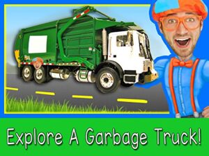 explore a garbage truck with blippi - garbage trucks for children