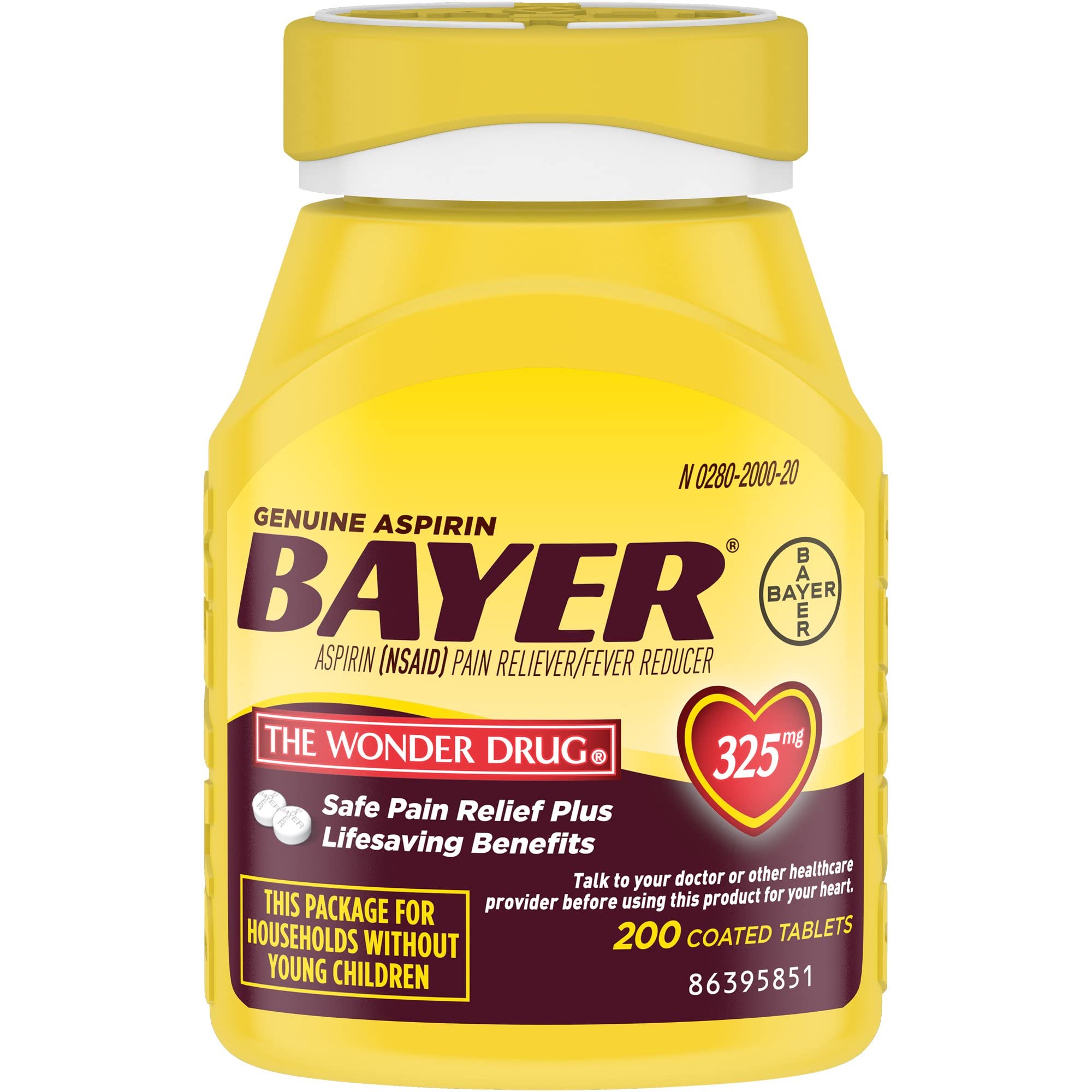 Bayer 325 mg Coated Tablets (200 Count)