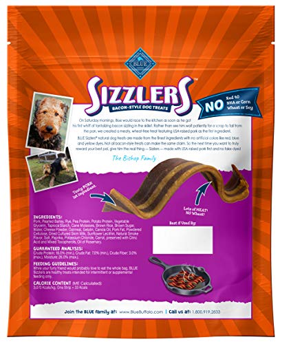 Blue Buffalo Sizzlers Natural Bacon-Style Soft-Moist Dog Treats, Original Pork 15-oz Bag