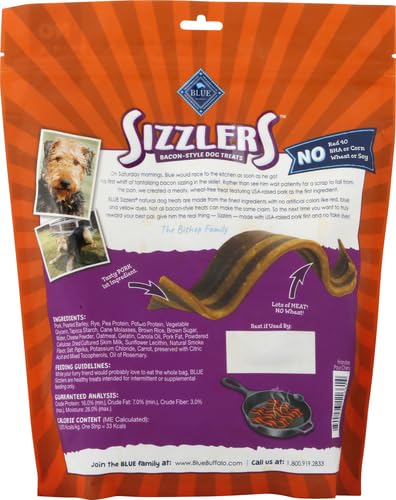 Blue Buffalo Sizzlers Natural Bacon-Style Soft-Moist Dog Treats, Original Pork 15-oz Bag