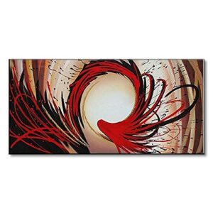 seekland art hand painted abstract oil painting on canvas modern wall deco artwork framed ready to hang contemporary picture (framed 48 * 24 inch)