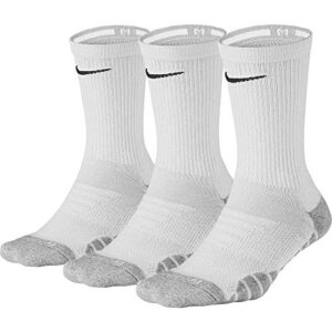 nike women's everyday max cushion training crew sock (3 pair), socks with cushioned comfort & dri-fit technology, white/wolf grey/anthracite, m