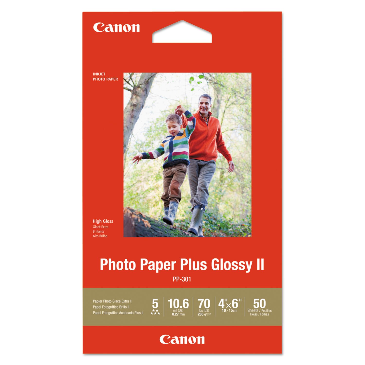 Canon Glossy Photo Paper Plus II, 4"x6"(50 Sheets)