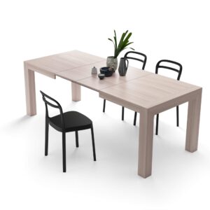 mobili fiver, iacopo extendable dining table, pearled elm, made in italy