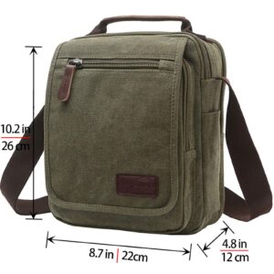 mygreen Vertical Canvas Messenger Bag, Unisex Casual leather Shoulder Bag Satchel Crossbody Bag for Outdoor Activities, Travel