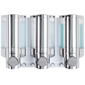 better living products aviva shower dispenser 3, shampoo and soap dispenser, 3 x 11 fl. oz. chrome, 11.2 x 3.5" x 7"