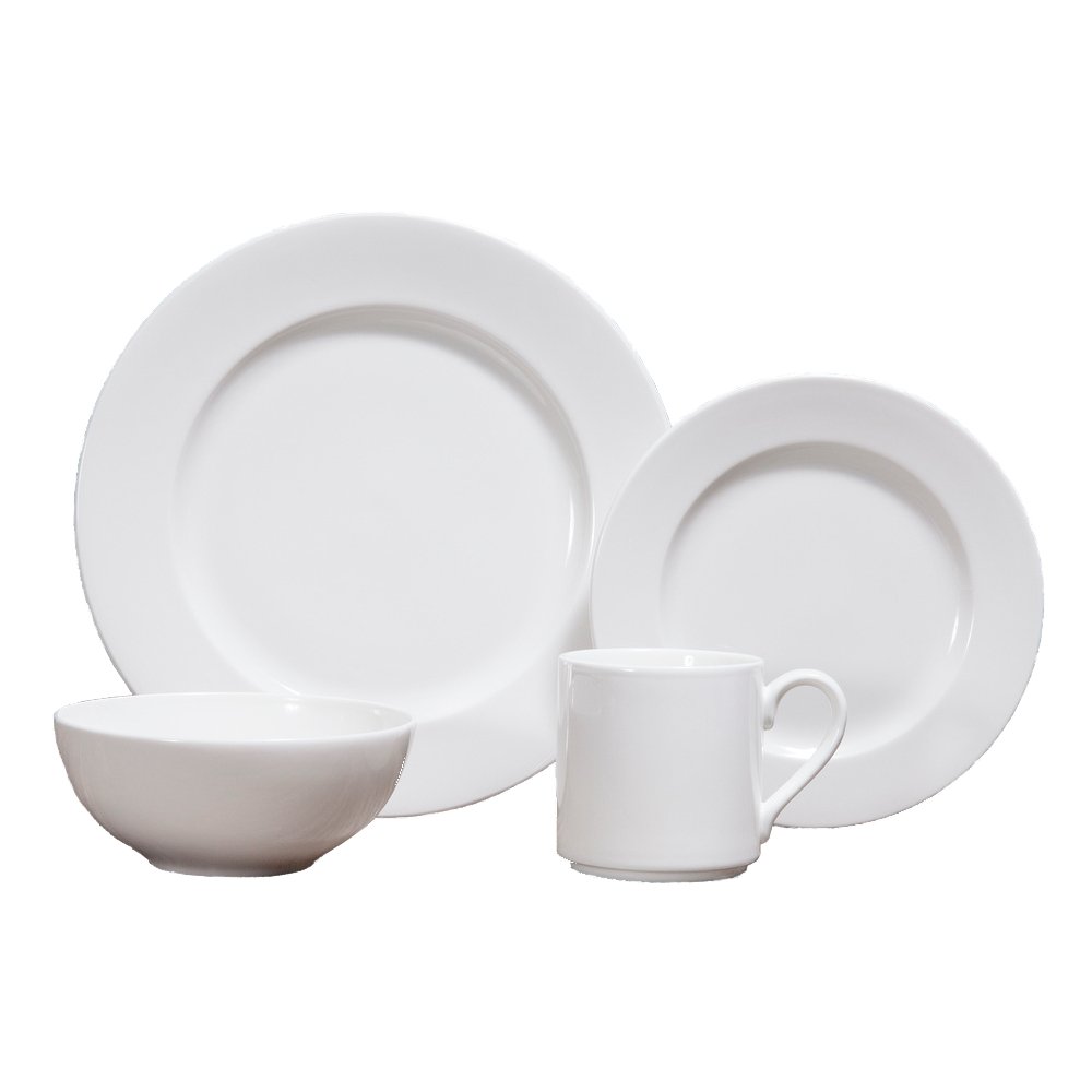 Fortessa Ilona Fortaluxe SuperWhite Vitrified China Dinnerware, 16-Piece Place Setting, Service for 4