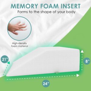 Cushy Form Wedge Pillows - 8 Inch Leg Pillows for Sleeping, Post-Surgery, Back, Hip and Knee Discomfort w/Washable Cover - White