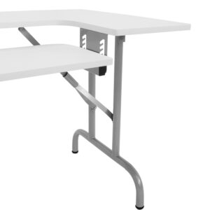 Sew Ready Folding Multipurpose Sewing Table - 47.5" W x 28" D Foldable White Hobby and Sewing Machine Table with Adjustable Shelf - Can Also Be Used as Computer Desk