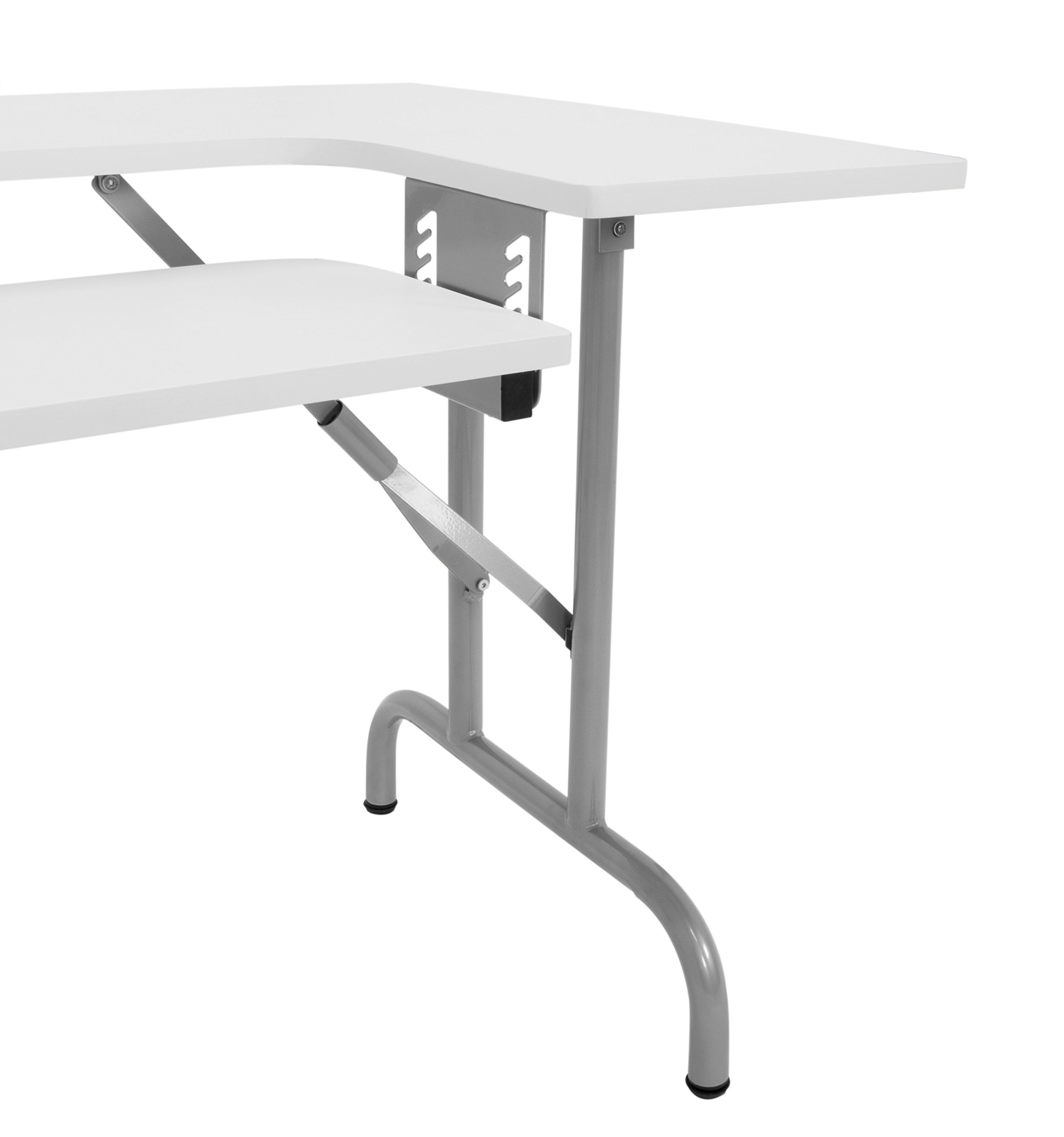 Sew Ready Folding Multipurpose Sewing Table - 47.5" W x 28" D Foldable White Hobby and Sewing Machine Table with Adjustable Shelf - Can Also Be Used as Computer Desk