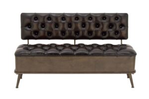 deco 79 industrial metal storage bench, 54" x 19" x 31", black