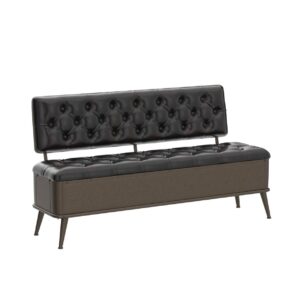 Deco 79 Industrial Metal Storage Bench, 54" x 19" x 31", Black