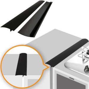 linda’s essentials silicone stove gap covers (2 pack), heat resistant oven gap filler seals gaps between stovetop and counter, easy to clean stove gap guard (21 inches, black)