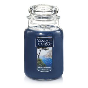 yankee candle mediterranean breeze scented, classic 22oz, large jar single wick candle, over 110 hours of burn time, paraffin-grade wax