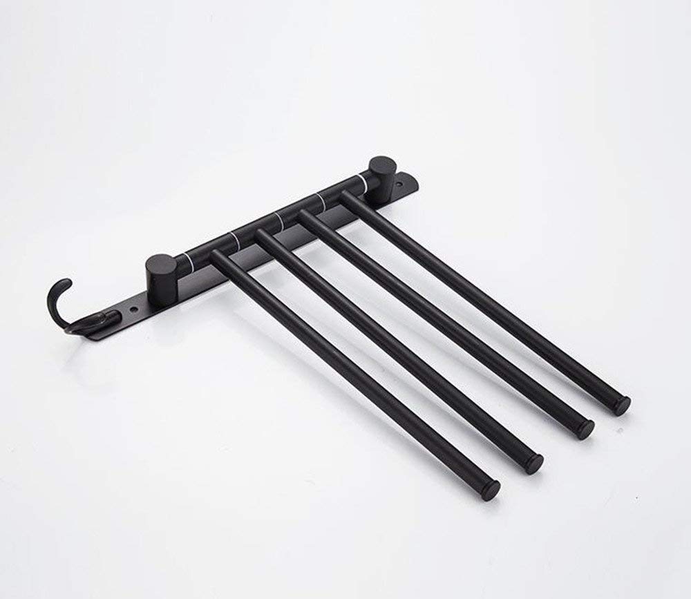 ELLO&ALLO Oil Rubbed Bronze Towel Bars for Bathroom Wall Mounted Swivel Towel Rack Holder with Hooks 4-Arm