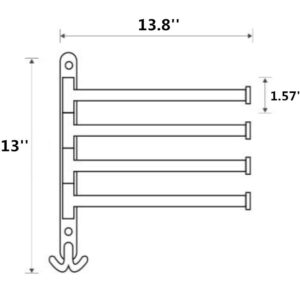 ELLO&ALLO Oil Rubbed Bronze Towel Bars for Bathroom Wall Mounted Swivel Towel Rack Holder with Hooks 4-Arm