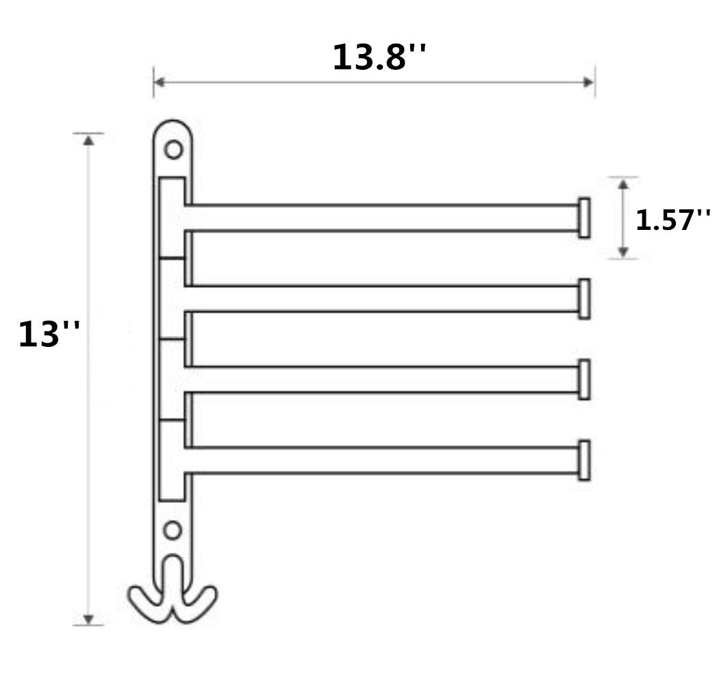 ELLO&ALLO Oil Rubbed Bronze Towel Bars for Bathroom Wall Mounted Swivel Towel Rack Holder with Hooks 4-Arm