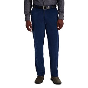 haggar mens stretch corduroy expandable waist classic fit flat front casual pants, cadet blue, 36w x 29l us