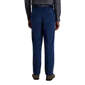 Haggar mens Stretch Corduroy Expandable Waist Classic Fit Flat Front Casual Pants, Cadet Blue, 36W x 29L US