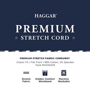 Haggar mens Stretch Corduroy Expandable Waist Classic Fit Flat Front Casual Pants, Cadet Blue, 36W x 29L US