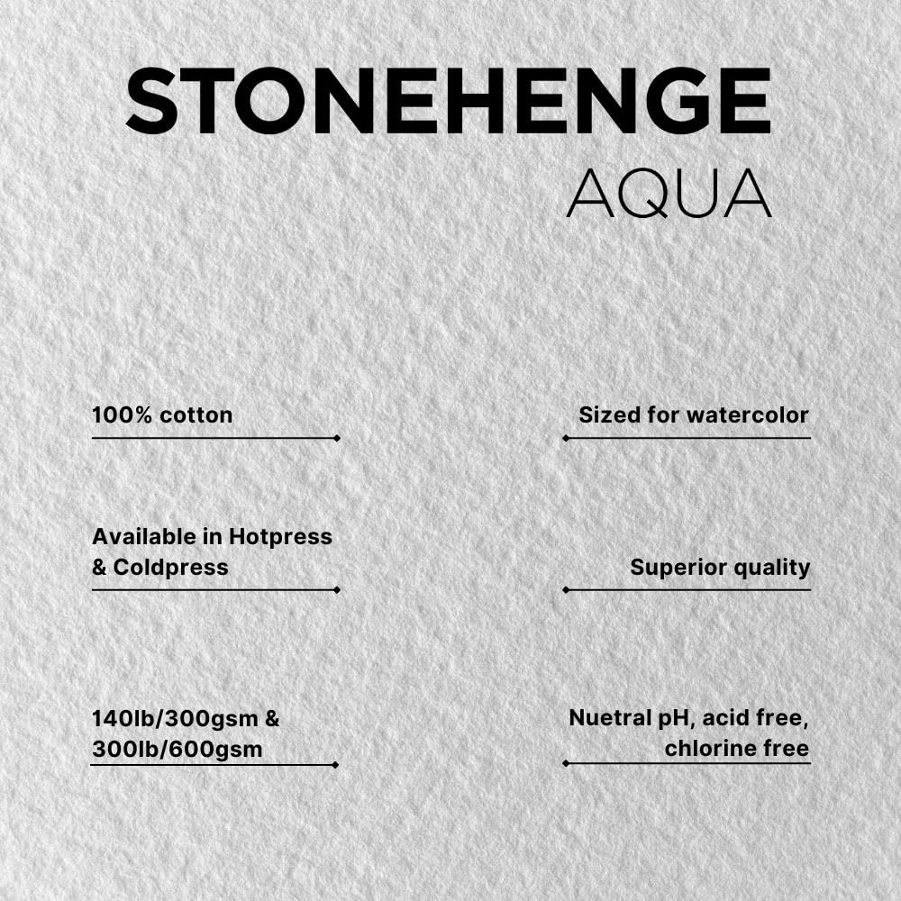 Stonehenge Aqua White Medium Weight Block, 140lb, Coldpress, 15 Sheets for Wet and Dry Media (12X16)