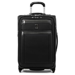 travelpro platinum elite softside expandable carry on luggage, 2 wheel upright suitcase, usb port, men and women, shadow black, carry on 22-inch