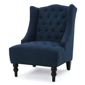 christopher knight home toddman high-back fabric club chair, dark blue 33.75d x 27.25w x 38.5h in