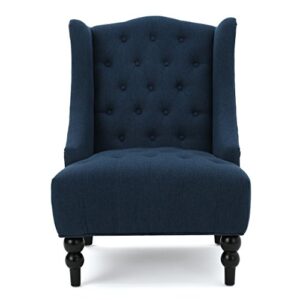 Christopher Knight Home Toddman High-Back Fabric Club Chair, Dark Blue 33.75D x 27.25W x 38.5H in