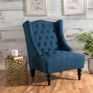 Christopher Knight Home Toddman High-Back Fabric Club Chair, Dark Blue 33.75D x 27.25W x 38.5H in