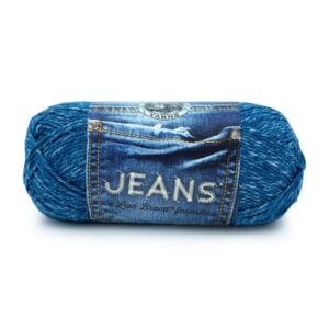 lion brand yarn jeans yarn, soft yarn for knitting and crocheting, yarn for crafts, 1-pack, stonewash