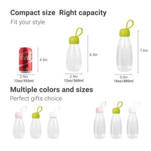 emoi BPA Free Water Bottle, 12oz/360ml Cute Water Bottle with Carrying Strap, Ideal for Kids Boys Girls Students Women Healthy Hydration-Green