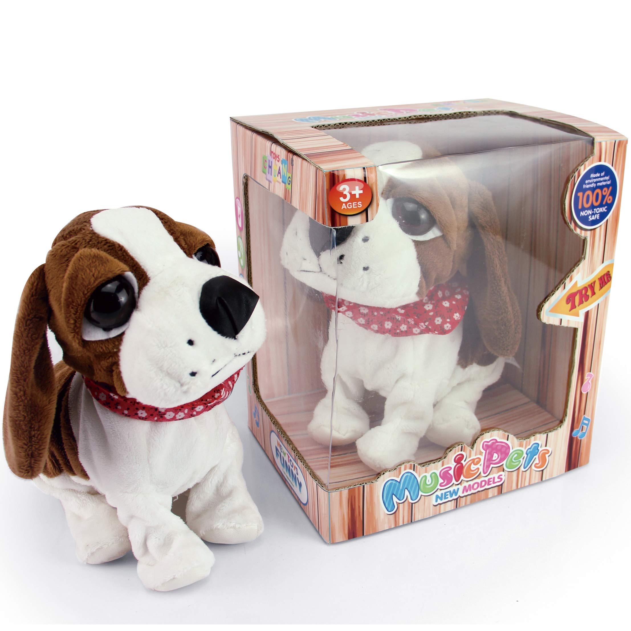 Liberty Imports Interactive Animated Walking Pet Electronic Dog Plush Sound Control Toy Puppy - Barks, Sits, Walks (Dog)