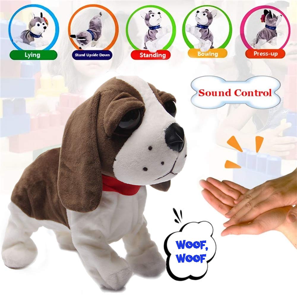 Liberty Imports Interactive Animated Walking Pet Electronic Dog Plush Sound Control Toy Puppy - Barks, Sits, Walks (Dog)