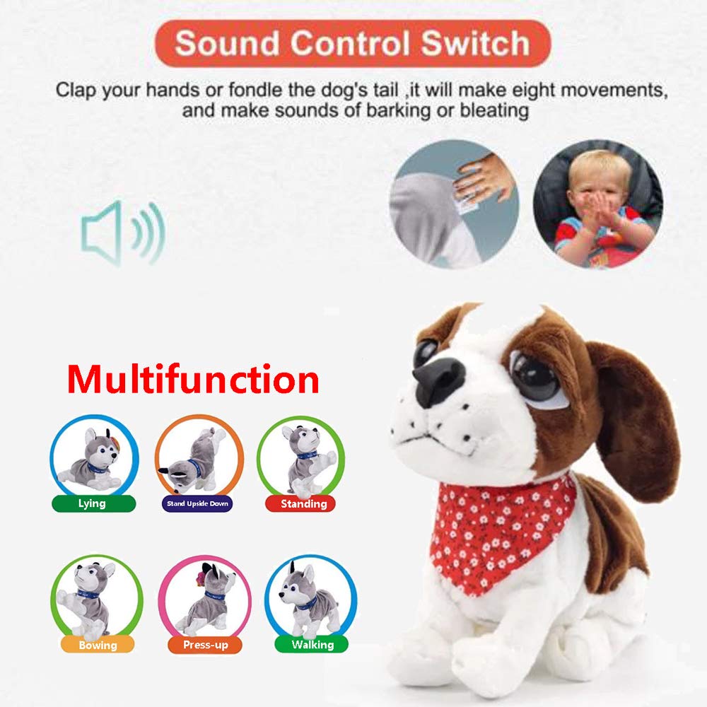 Liberty Imports Interactive Animated Walking Pet Electronic Dog Plush Sound Control Toy Puppy - Barks, Sits, Walks (Dog)