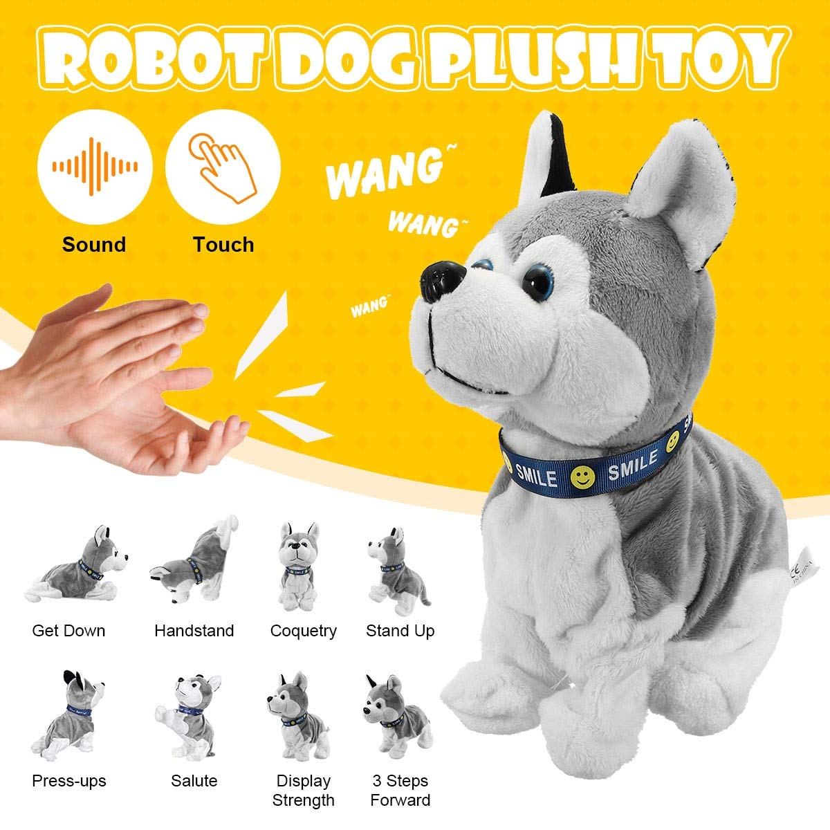 Liberty Imports Interactive Animated Walking Pet Electronic Dog Plush Sound Control Toy Puppy - Barks, Sits, Walks (Dog)