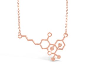 thc molecule necklace, cbd molecule jewelry, geek jewelry for women, nerdy jewelry gift, science lovers gifts, cbd oil lovers gifts (rose gold tone)