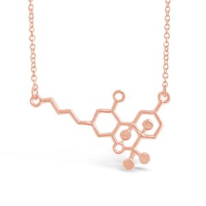 THC Molecule Necklace, CBD Molecule Jewelry, Geek Jewelry for Women, Nerdy Jewelry Gift, Science Lovers Gifts, CBD Oil Lovers Gifts (Rose Gold Tone)