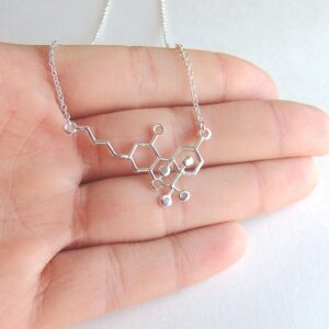 THC Molecule Necklace, CBD Molecule Jewelry, Geek Jewelry for Women, Nerdy Jewelry Gift, Science Lovers Gifts, CBD Oil Lovers Gifts (Rose Gold Tone)