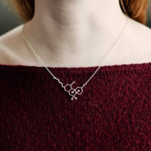 THC Molecule Necklace, CBD Molecule Jewelry, Geek Jewelry for Women, Nerdy Jewelry Gift, Science Lovers Gifts, CBD Oil Lovers Gifts (Rose Gold Tone)