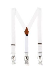 white suspenders genuine leather clip suspenders (button/clip-on wide)