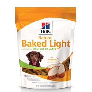 hill's natural baked light biscuits, all life stages, great taste, dog treats, chicken (medium & large breeds), 8 oz bag