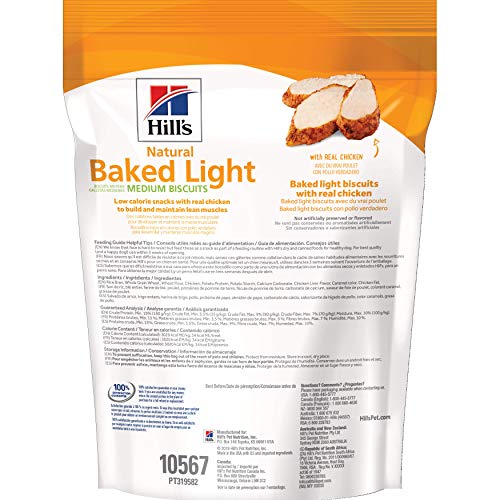 Hill's Natural Baked Light Biscuits, All Life Stages, Great Taste, Dog Treats, Chicken (medium & large breeds), 8 oz Bag