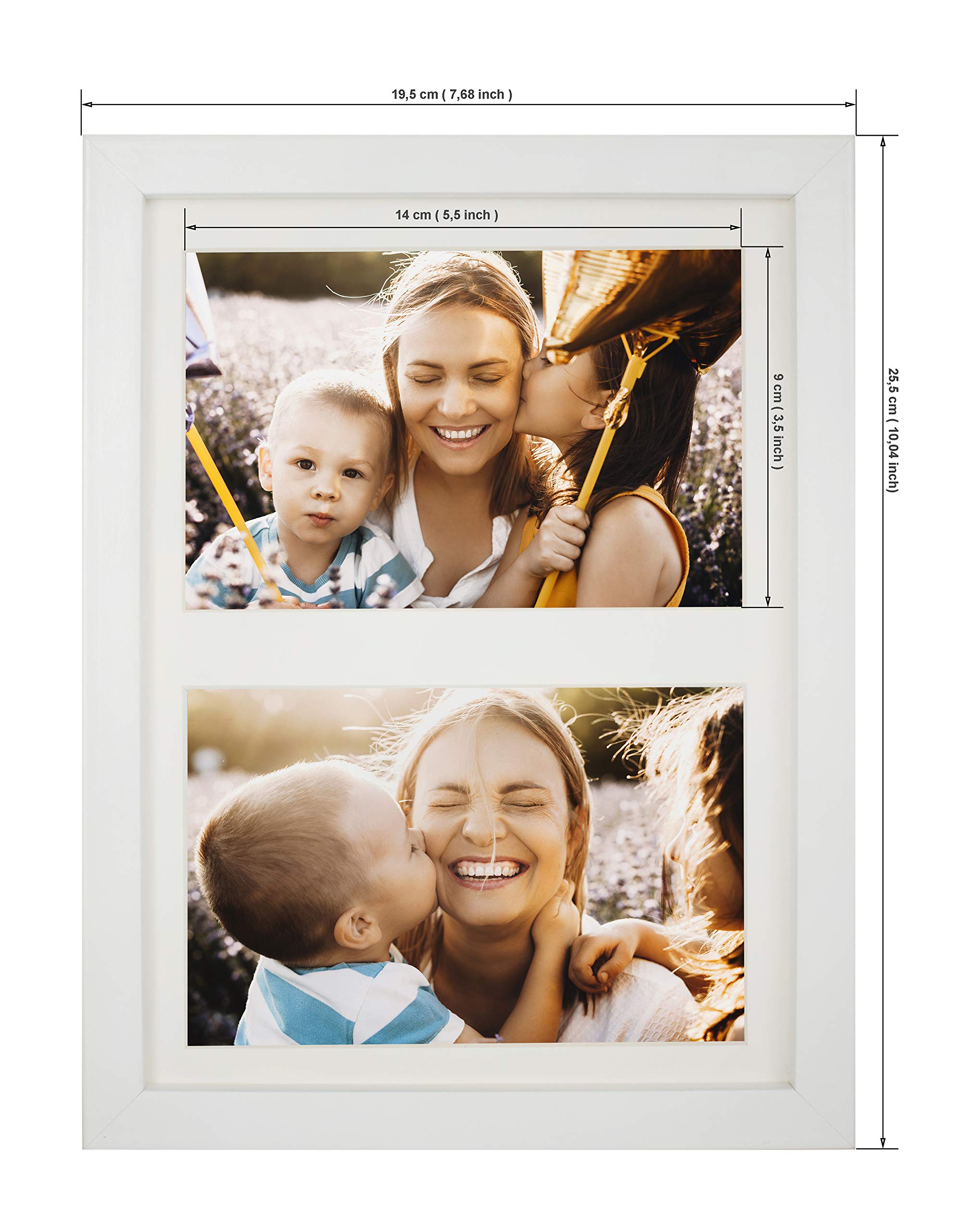 BD ART 7x9-Inch - 2 Openings White Collage Picture Frame with Mat for 2 Photos 4x6-Inch